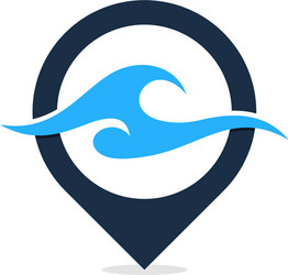 Sea wave logo with location sign wave location Vector Image