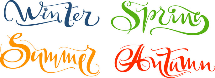 Winter spring summer autumn set hand written Vector Image