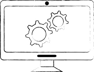 Computer display with gears Royalty Free Vector Image
