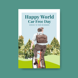 Poster template with world car free day concept Vector Image