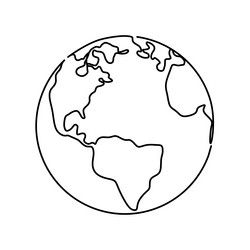 Continuous line drawing of earth globe isolated Vector Image