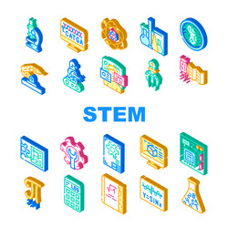 Stem engineer process and science icons set Vector Image