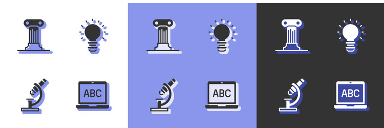 Set laptop abacus and law pillar business Vector Image