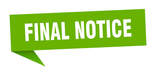 Final notice banner template notice ribbon Vector Image
