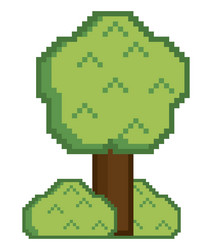 Pine tree pixel art for game design or scenery Vector Image