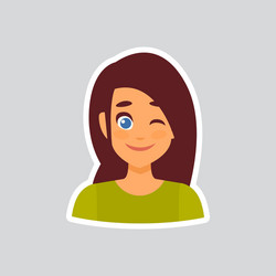 Girl hi sticker for messenger label icon colorful Vector Image