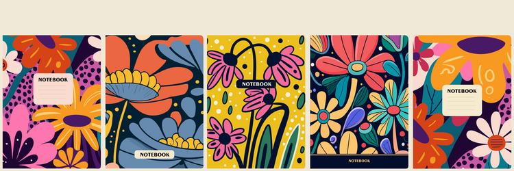 Set of notebook cover hand drawn floral designs Vector Image
