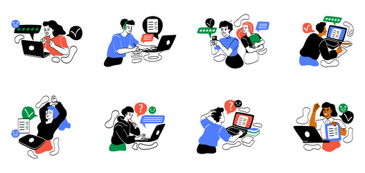 People passing online test Royalty Free Vector Image