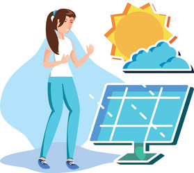 Woman avatar with solar panel design Royalty Free Vector