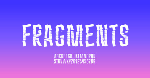 Broken crushed condensed font cracked alphabet Vector Image