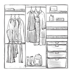 Hand drawn monochrome family wardrobe concept Vector Image