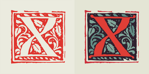 Gothic style letter x logo calligraphy uppercase Vector Image