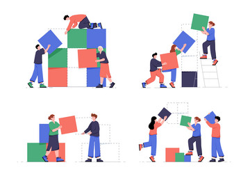 Abstract teamwork process Royalty Free Vector Image