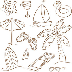 Beach summer doodle collection Royalty Free Vector Image