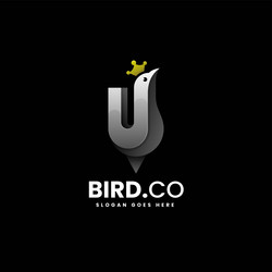 U letter wings logo design with red bird fly wing Vector Image
