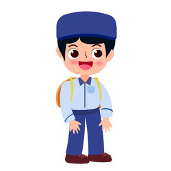 Cute little boy in school uniform Royalty Free Vector Image