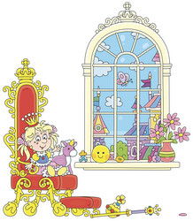 Little princess on a balcony of royal palace Vector Image