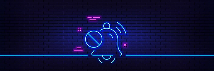 Mute sound line icon silence bell sign neon Vector Image
