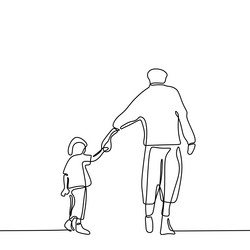 One line father dad walking with son fatherhood Vector Image
