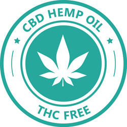 Cbd hamp oil label thc free icon marijuana Vector Image