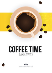 Cup coffee time banner on white Royalty Free Vector Image