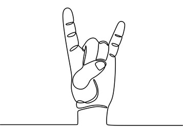 Hand language one continuous line art rock Vector Image