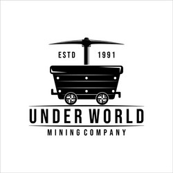 Vintage mining wagon logo design Royalty Free Vector Image