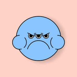 Blue monster frog emoji sticker set Royalty Free Vector