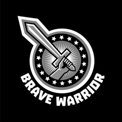 Logo brave warriors a hand holding a sword Vector Image