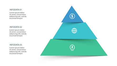 Pyramid with 3 elements infographic template Vector Image