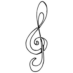Treble clef clef sketch musical notes Royalty Free Vector