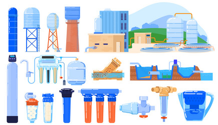 Water filters purification and filtration systems Vector Image