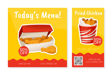 Crispy fried chicken food banner design Royalty Free Vector