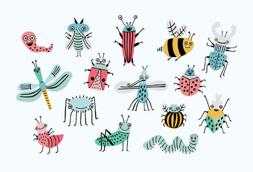 Cartoon insects collection set Royalty Free Vector Image