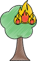 Burning tree cartoon Royalty Free Vector Image