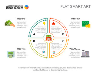 Four options pie chart slide template Royalty Free Vector