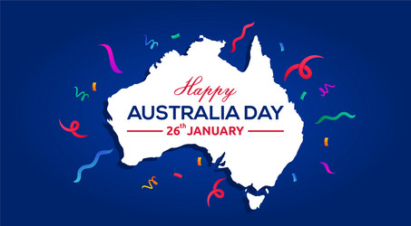Happy australia day 26th january lettering map Vector Image