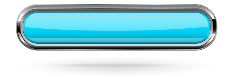 Blue glass buttons with chrome frame rectangle 3d Vector Image