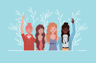 Young and beautiful girls group characters Vector Image