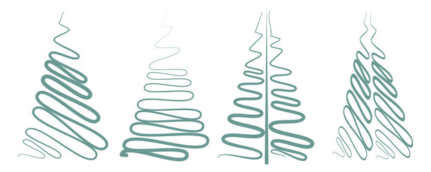 Christmas trees with line design Royalty Free Vector Image