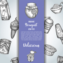 Dairy products hand drawn doodle with milk Vector Image