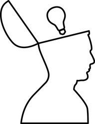 Man with lightbulb idea in open head icon black Vector Image