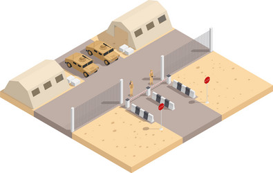 Military air base isometric composition Royalty Free Vector
