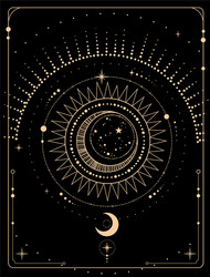 Space esoteric composition sun moon Royalty Free Vector