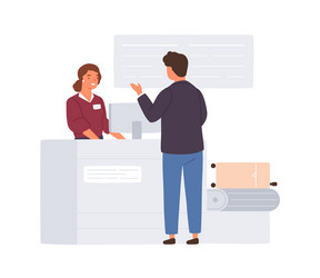 Passengers at check-in counter airport Royalty Free Vector