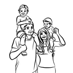 Family graphic hand-drawn color comic strip Vector Image