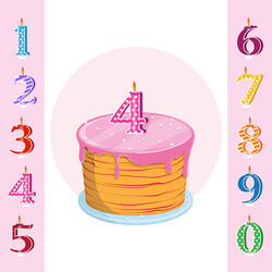 Happy birthday cake with candles numbers for each Vector Image