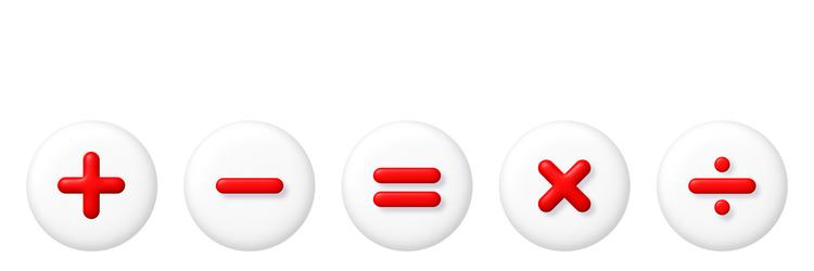 Math 3d icons set purple arithmetic plus minus Vector Image