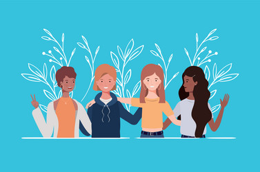 Young and beautiful girls group characters Vector Image