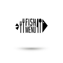 Fish menu with cutlery sign Royalty Free Vector Image